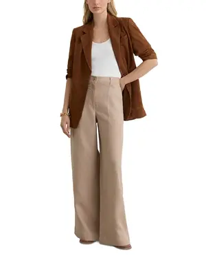 REISS Petites Ashby Linen Wide Leg Pants