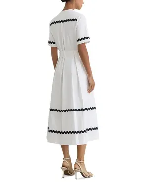 REISS Isabelle Rick Rack Trim Midi Dress