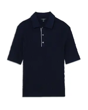 REISS Era Short Sleeve Textured Sweater Polo - Navy
