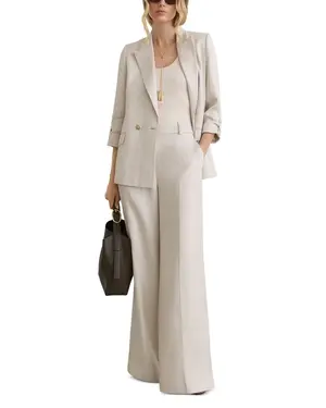REISS Nolan Wide Leg Linen Blend Pants