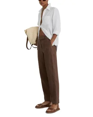 REISS Mila Tapered Trousers Linen