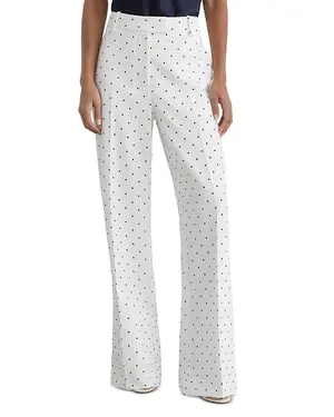 REISS Petite Beatrix Polka Dot Wide Leg Pants