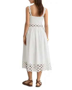 REISS Rita Knit Woven Midi Dress - Ivory