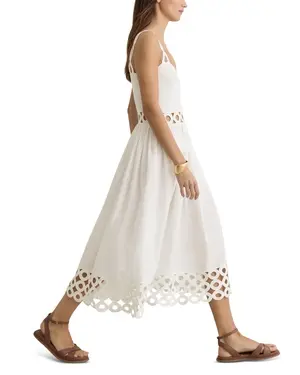 REISS Rita Knit Woven Midi Dress - Ivory