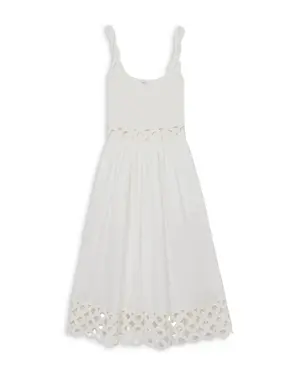 REISS Rita Knit Woven Midi Dress - Ivory