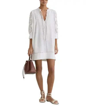REISS Gia Cheesecloth Resort Dress With Eyelet Detailing