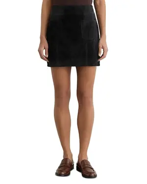 REISS Vida Suede Patch Pocket Mini Skirt - Navy