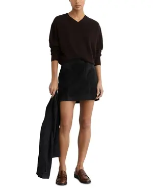 REISS Vida Suede Patch Pocket Mini Skirt - Navy