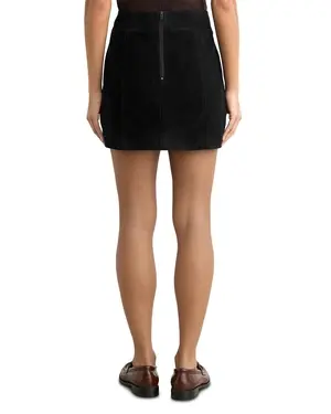REISS Vida Suede Patch Pocket Mini Skirt - Navy