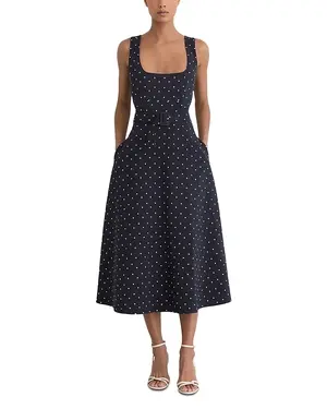 REISS Structured Orielle Polka Dot Dress