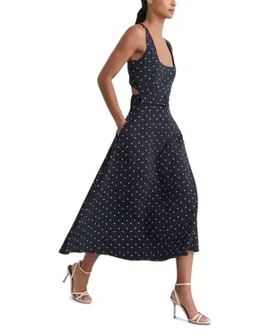 REISS Structured Orielle Polka Dot Dress