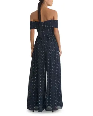 REISS Off-the-shoulder Polka Dot Jumpsuit