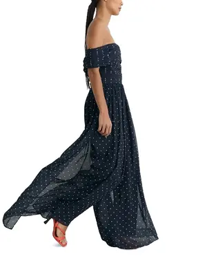 REISS Off-the-shoulder Polka Dot Jumpsuit