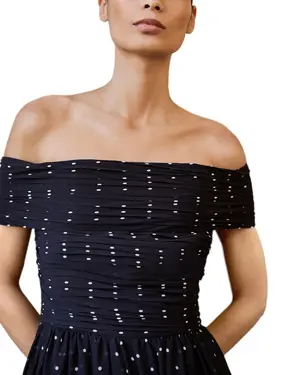 REISS Off-the-shoulder Polka Dot Jumpsuit