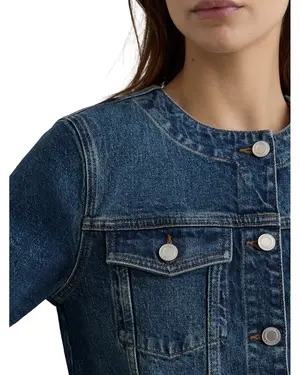 REISS Medora Denim Jacket - Mid Blue
