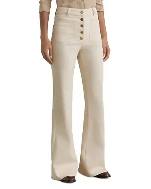 REISS Cali Mid Rise Flare Leg Jeans - Ecru