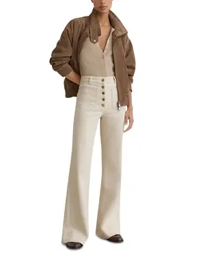 REISS Cali Mid Rise Flare Leg Jeans - Ecru