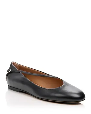 JIL SANDER Elyss Leather Ballerina Flats - Black