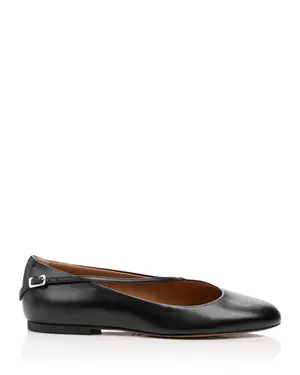 JIL SANDER Elyss Leather Ballerina Flats - Black
