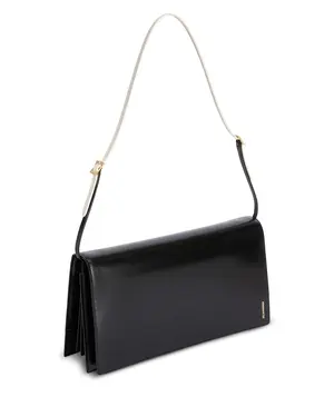 JIL SANDER File Medium Leather Shoulder Bag - Black