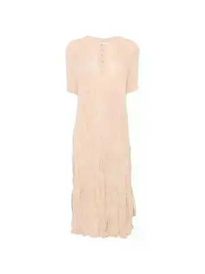 GONGDID DESIGN Crinkled Finish Short-sleeve Midi Dress - Orange