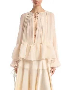LIBEROWE Peplum Silk Blouse