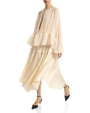 LIBEROWE Peplum Silk Blouse