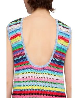 GANNI Striped Crochet Dress