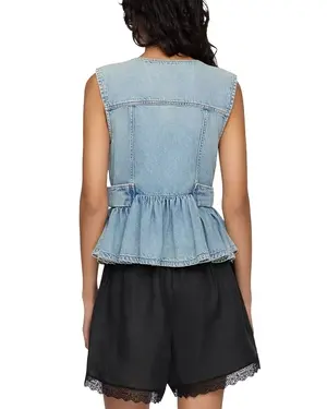 GANNI Linen Lace Trim Shorts