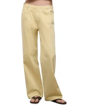 Staud Noah High Rise Wide Leg Jeans - Butter