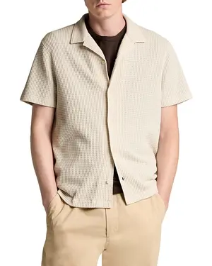Vince Macro Waffle Short Sleeve Button Down Shirt - Blanco