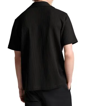 Vince Pointelle Short Sleeve Button Down Shirt - Black