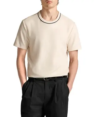Vince Tipped Pima Pique Short Sleeve Crewneck Tee - Blanco
