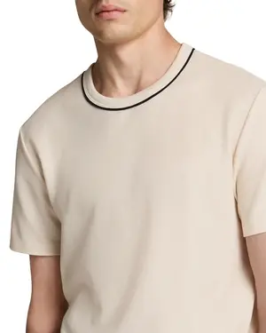 Vince Tipped Pima Pique Short Sleeve Crewneck Tee - Blanco