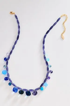 Anthropologie By Anthropologie Multi-Stone Beaded Necklace Blue