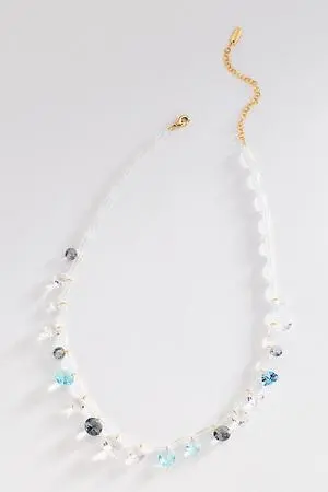 Anthropologie Multi-stone Beaded Necklace - Clear