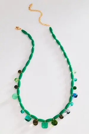 Anthropologie By Anthropologie Multi-Stone Beaded Necklace Green