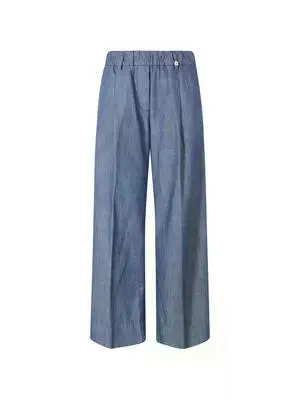 MYTHS Elasticated Waistband Straight Trousers - Blue