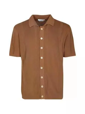 DANIELE FIESOLI Ribbed-knit Short-sleeve Shirt - Brown