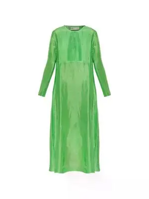Tory Burch Pleated-bib Long-sleeve Maxi Dress