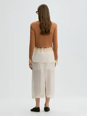 BY MALENE BIRGER Shelly Beaded Tasseled Cardigan - Latte Brown