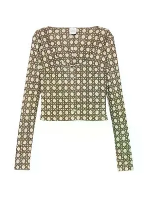 Nanushka Cropped Geometric-print Cardigan - Neutrals