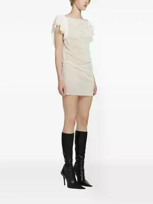 DAISY Ruffled Sleeve Draped Mini Dress - White