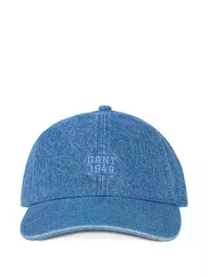 Gant Logo Embroidered Denim Cap - Blue