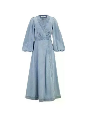Zimmermann Indra Wrap Midi Dress - Blue