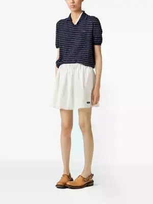 Miu Miu Slubbed Eyelet Poplin Midi Skirt
