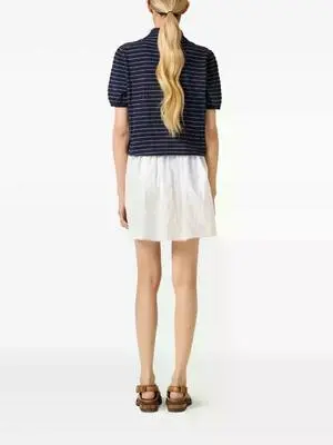 Miu Miu Slubbed Eyelet Poplin Midi Skirt