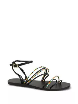 Manebí Bead-embellished Ankle-strap Flat Sandals