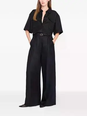ANINE BING Edith Slub Texture Shirt - Black