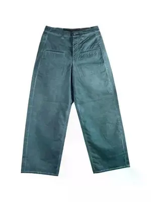 UMA WANG Straight-leg Logo-patch Trousers - Blue